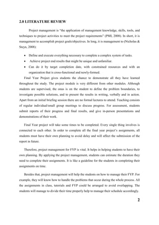 PRINCIPLE OF PROJECT MANAGEMENT IN FINAL YEAR PROJECT | PDF