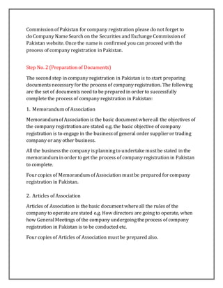 Formation and incorporation of companies in pakistan | DOCX