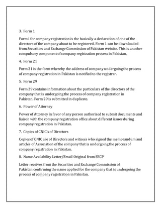 Formation and incorporation of companies in pakistan | DOCX