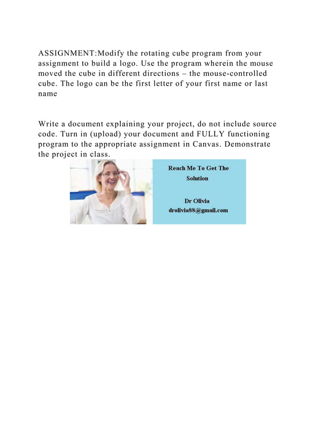 ASSIGNMENTModify the rotating cube program from your assignment to .docx