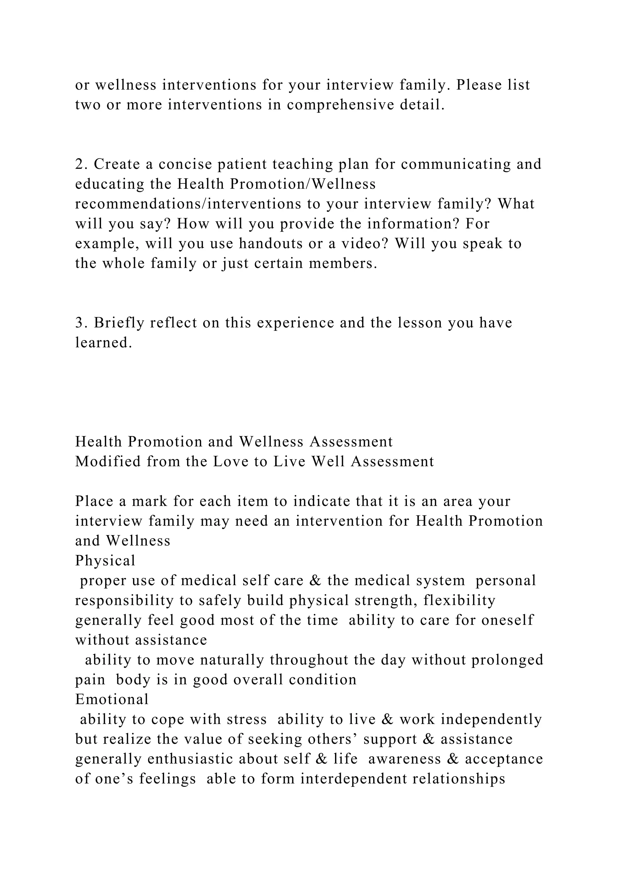 Assignment Module 2-1 Health Promotion and Wellness Assessment.docx