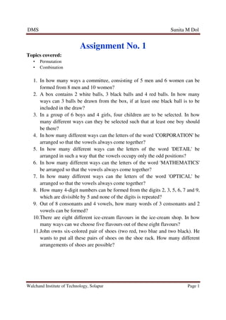 Assignment No. 1 on Unit-I Fundamental Principles of Counting | PDF