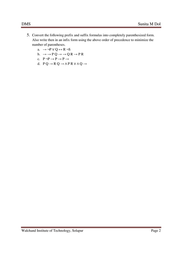 Assignment No. 5 on Unit-III Representation of Expression | PDF