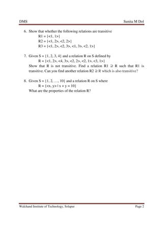 Assignment No. 9 on Unit-IV Set Theory, Relations and Function | PDF