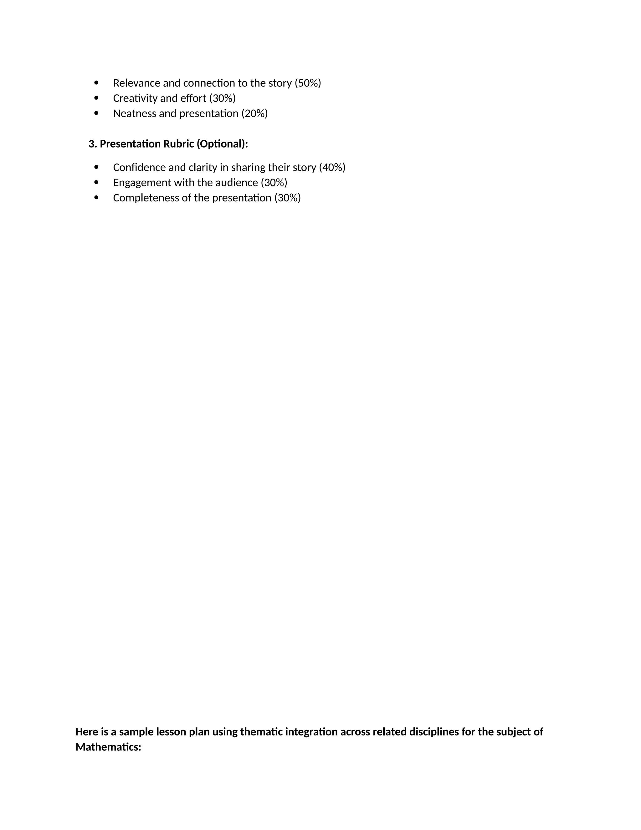 Assignment No. 4 lesson plan using thematic integration with ...