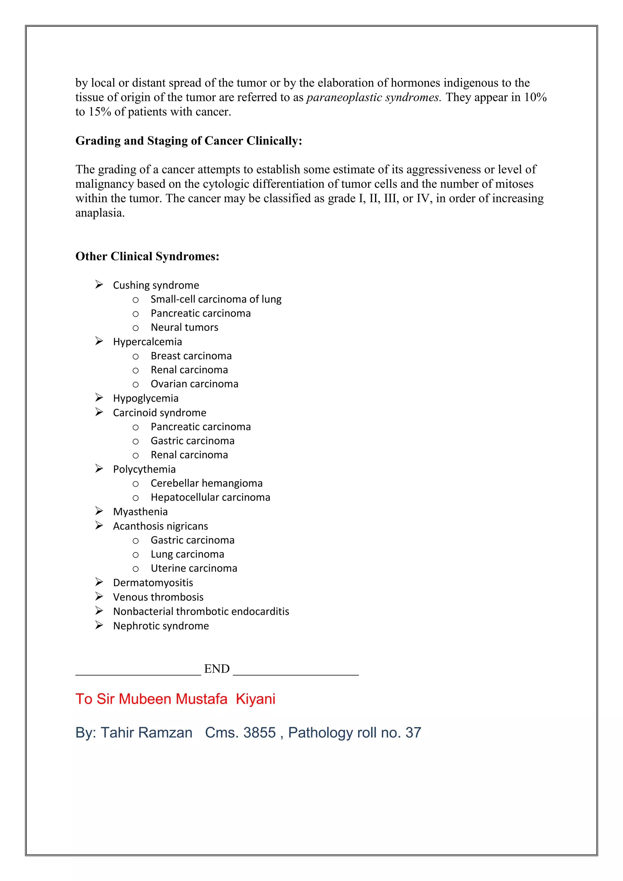 Assignment on NEOPLASIA | DOCX