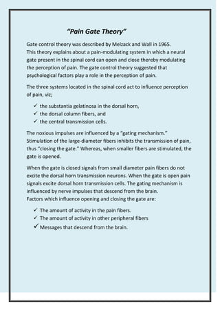 Gate Control Theory Example
