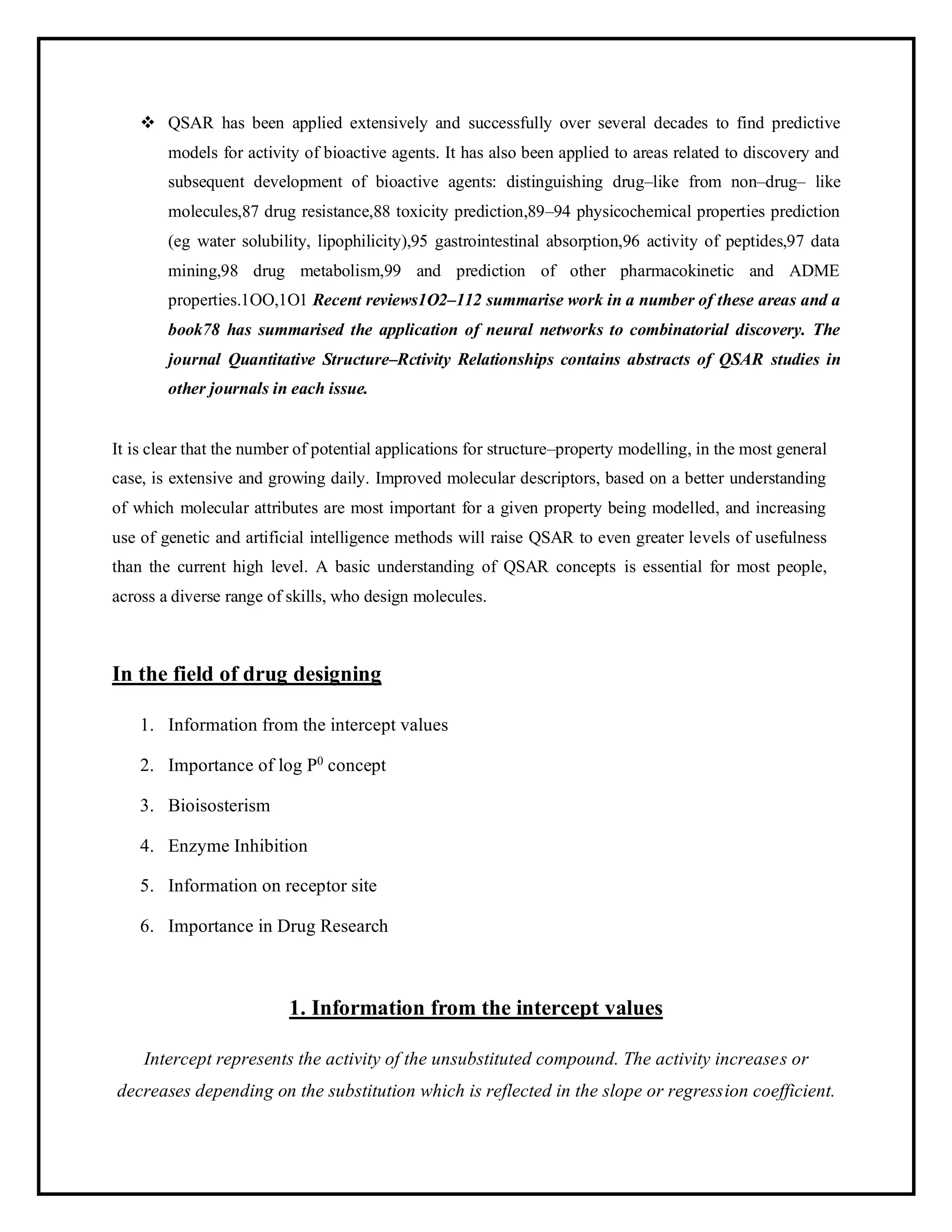 Qsar Quantitative Structure Activity Relationship Pdf Chemistry