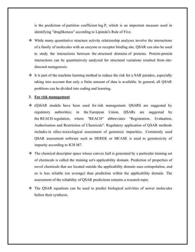 QSAR quantitative structure activity relationship | PDF | Chemistry | Science