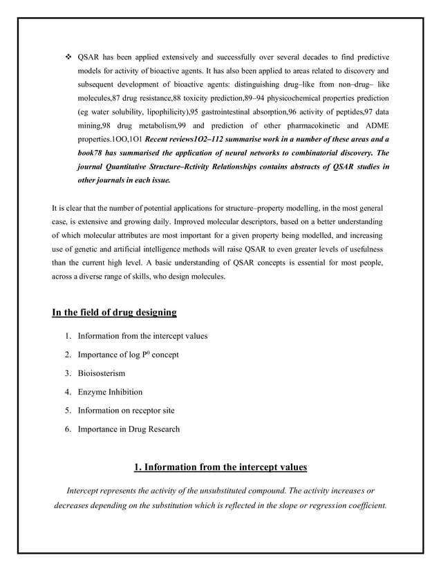 QSAR quantitative structure activity relationship | PDF | Chemistry | Science