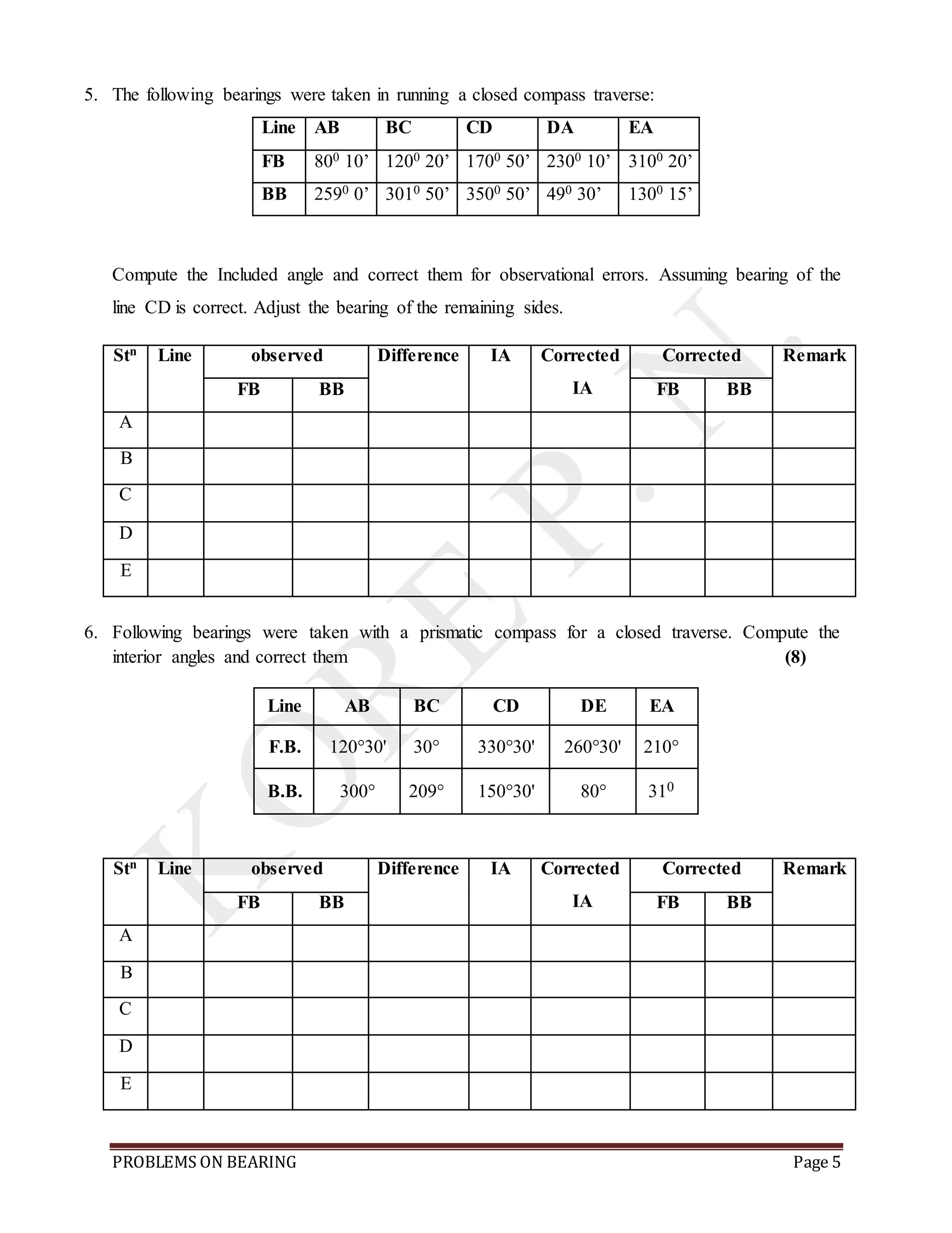 PROBLEMS ON BEARINGS | DOCX