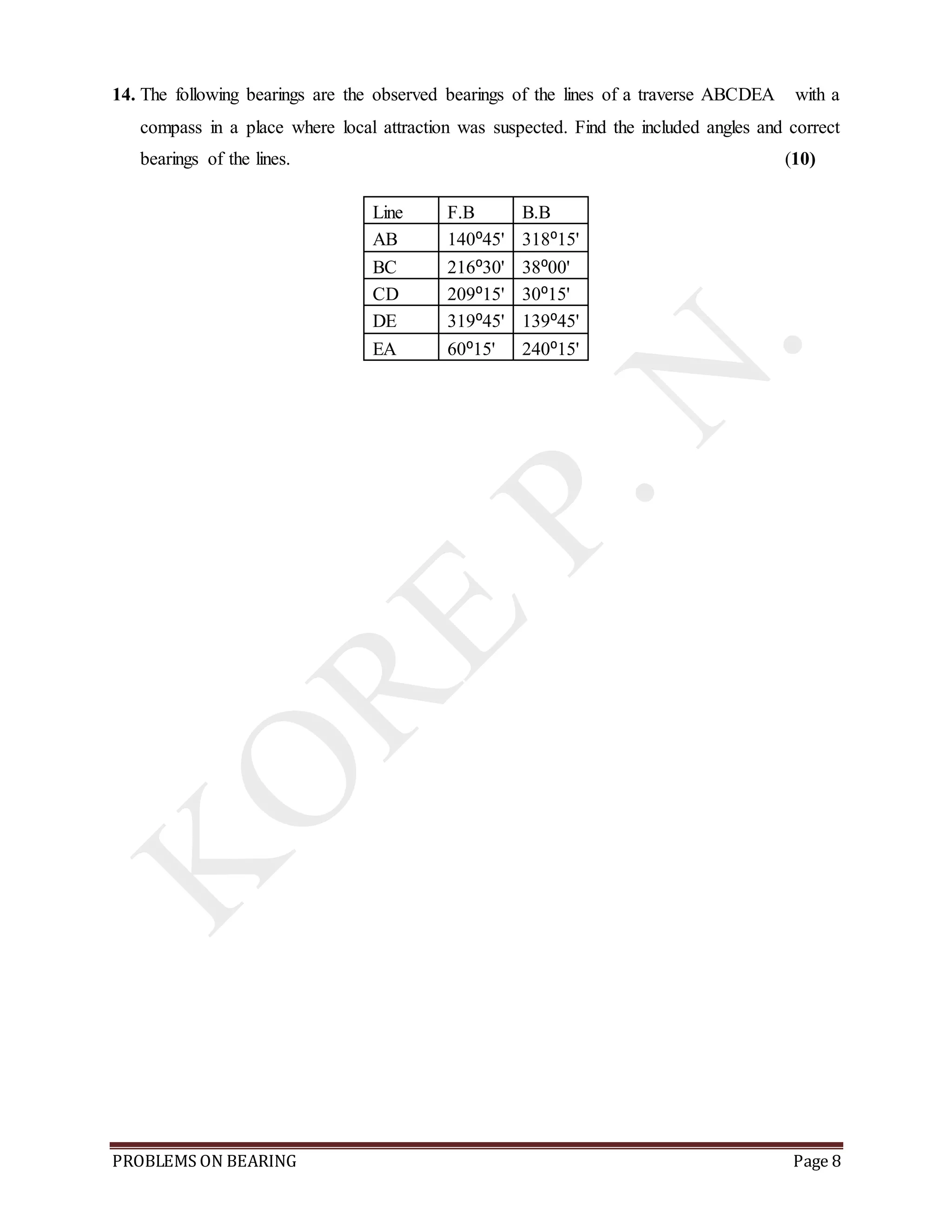 PROBLEMS ON BEARINGS | DOCX