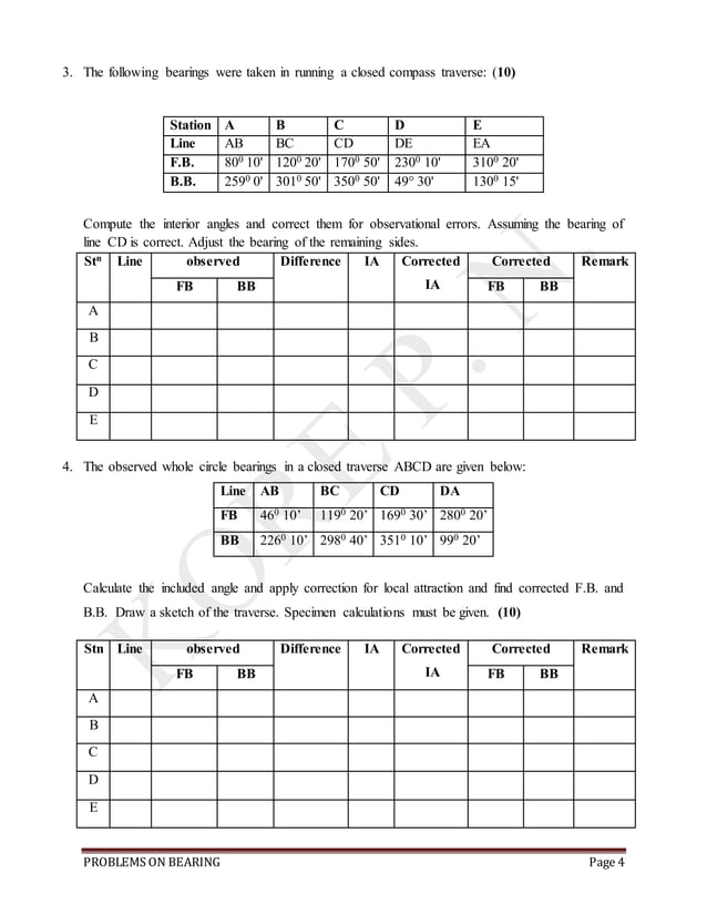 PROBLEMS ON BEARINGS | DOCX | Geology | Science
