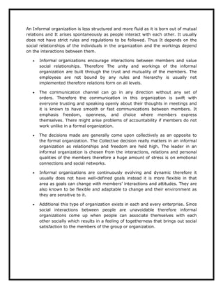 Formal & Informal Organisation structure with example | PDF
