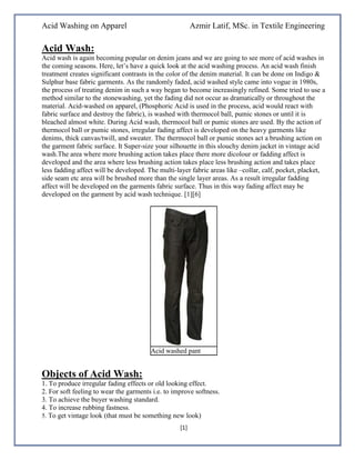 Acid washing Techinique on garments | PDF