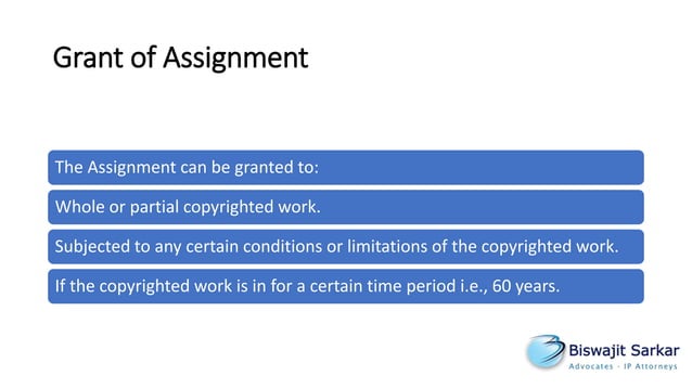 Assignment of copyright | Biswajit Sarkar | PPT
