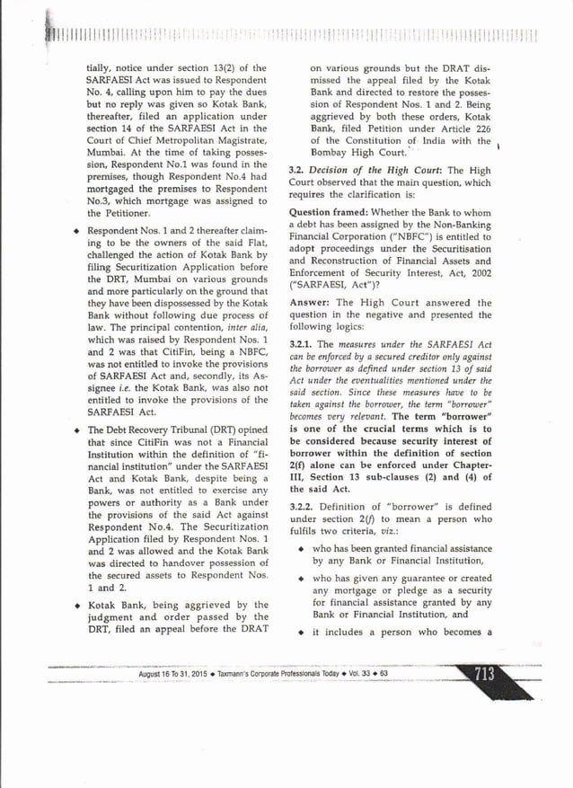 Assignment of debts to banks not enforceable under sarfaesi | PDF