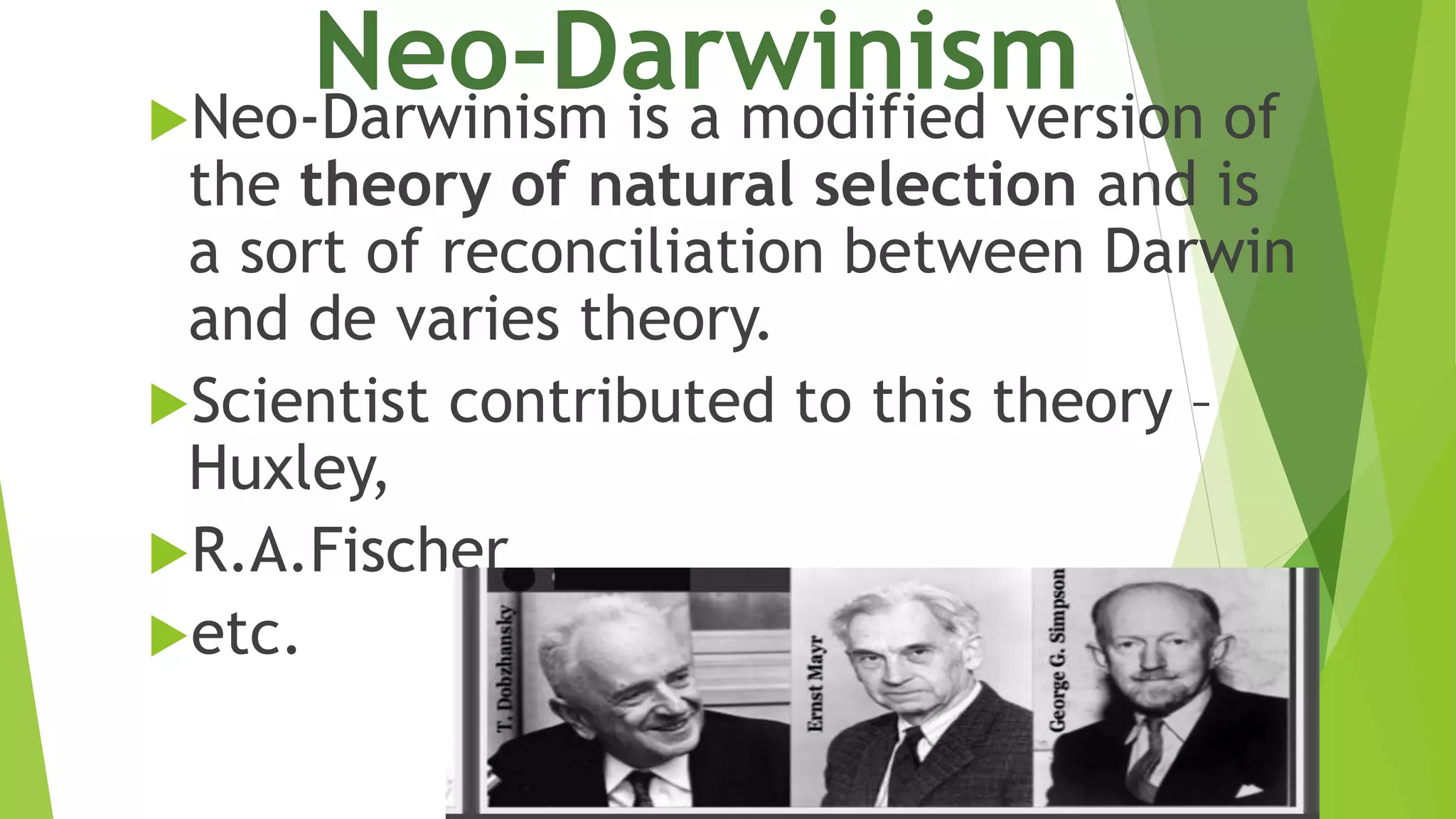 Neodarwinism or synthetic theory of evolution | PPTX