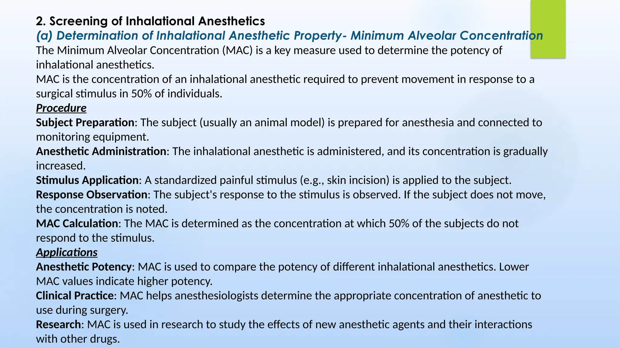 Pharmacological screening methods for general anasthesia | PPTX