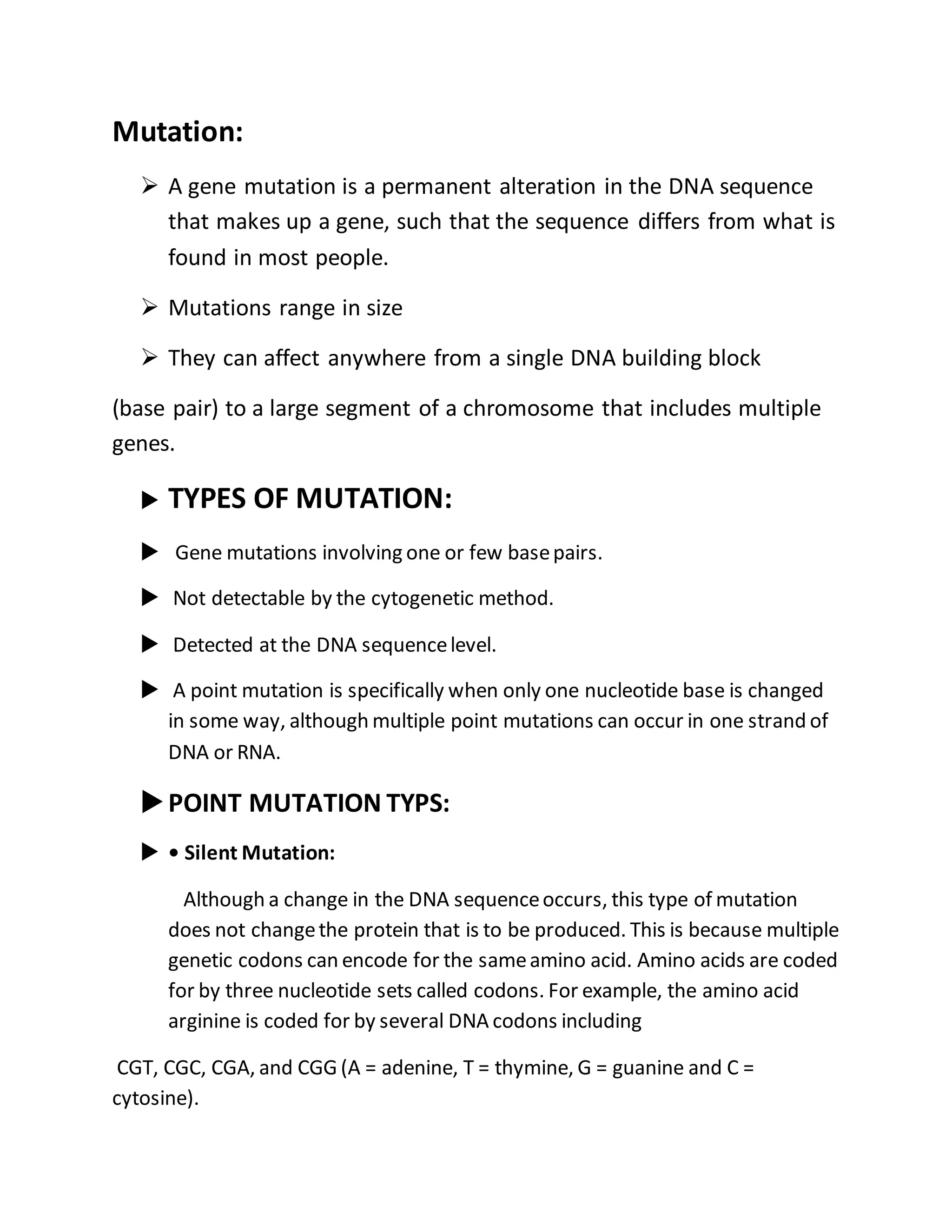 MUTATION TOPIC of geneticsii | PDF