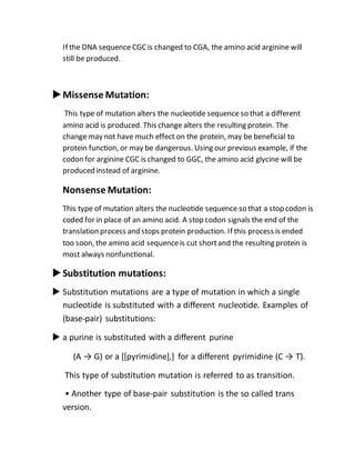 MUTATION TOPIC of geneticsii | PDF