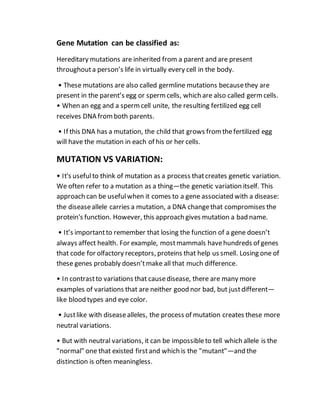 MUTATION TOPIC of geneticsii | PDF