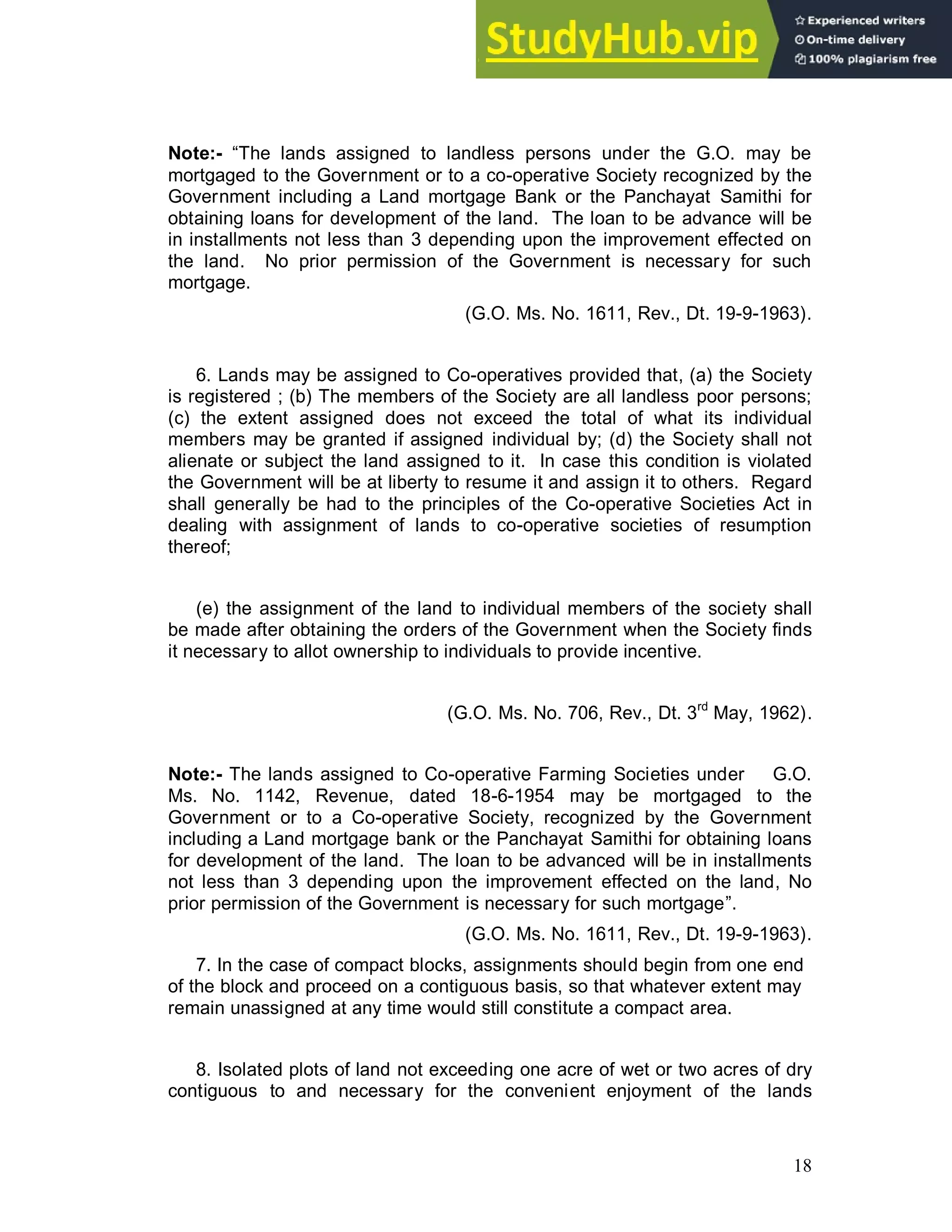 ASSIGNMENT OF GOVERNM ENT LANDS Land Cell 2 ASSIGNMENT OF GOVERNMENT ...