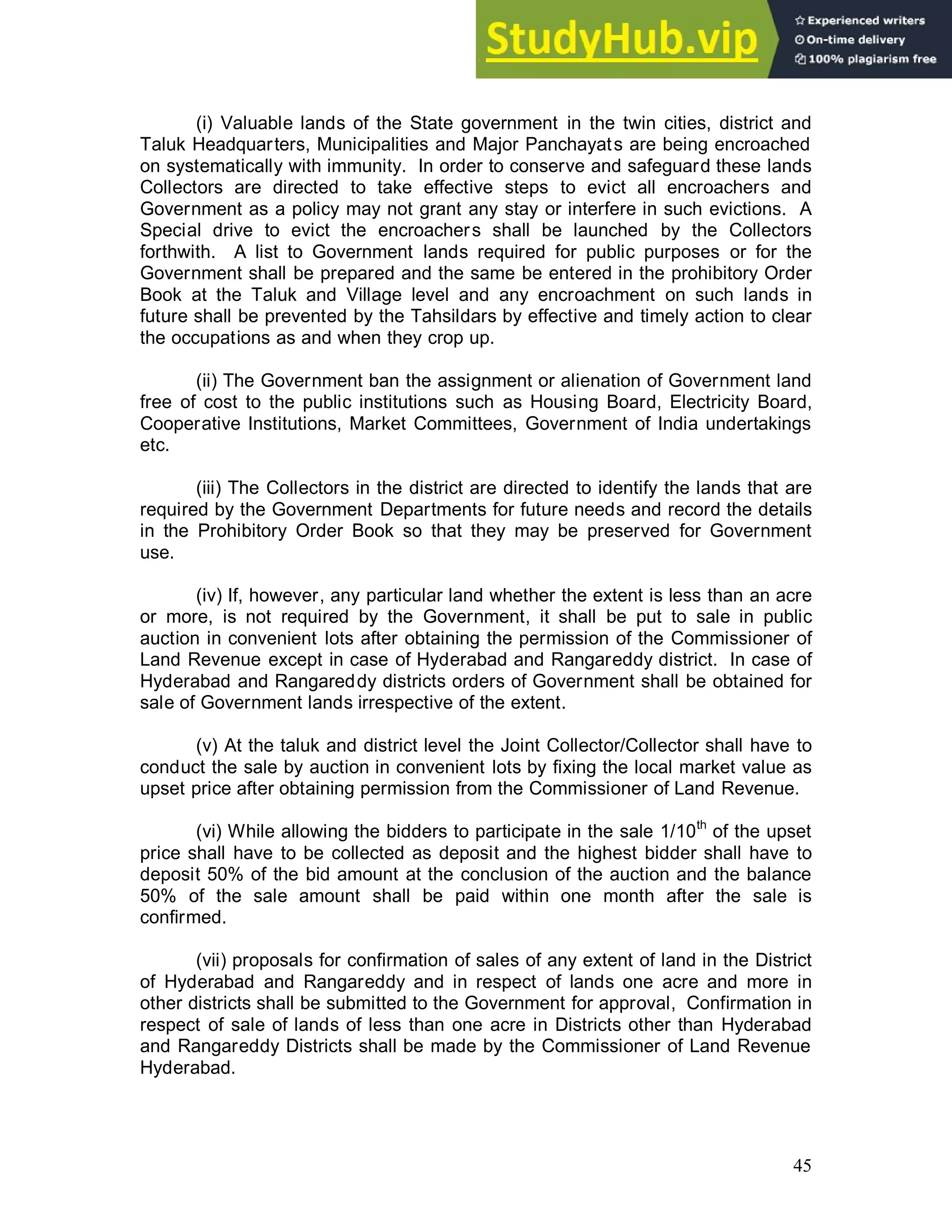 ASSIGNMENT OF GOVERNM ENT LANDS Land Cell 2 ASSIGNMENT OF GOVERNMENT ...