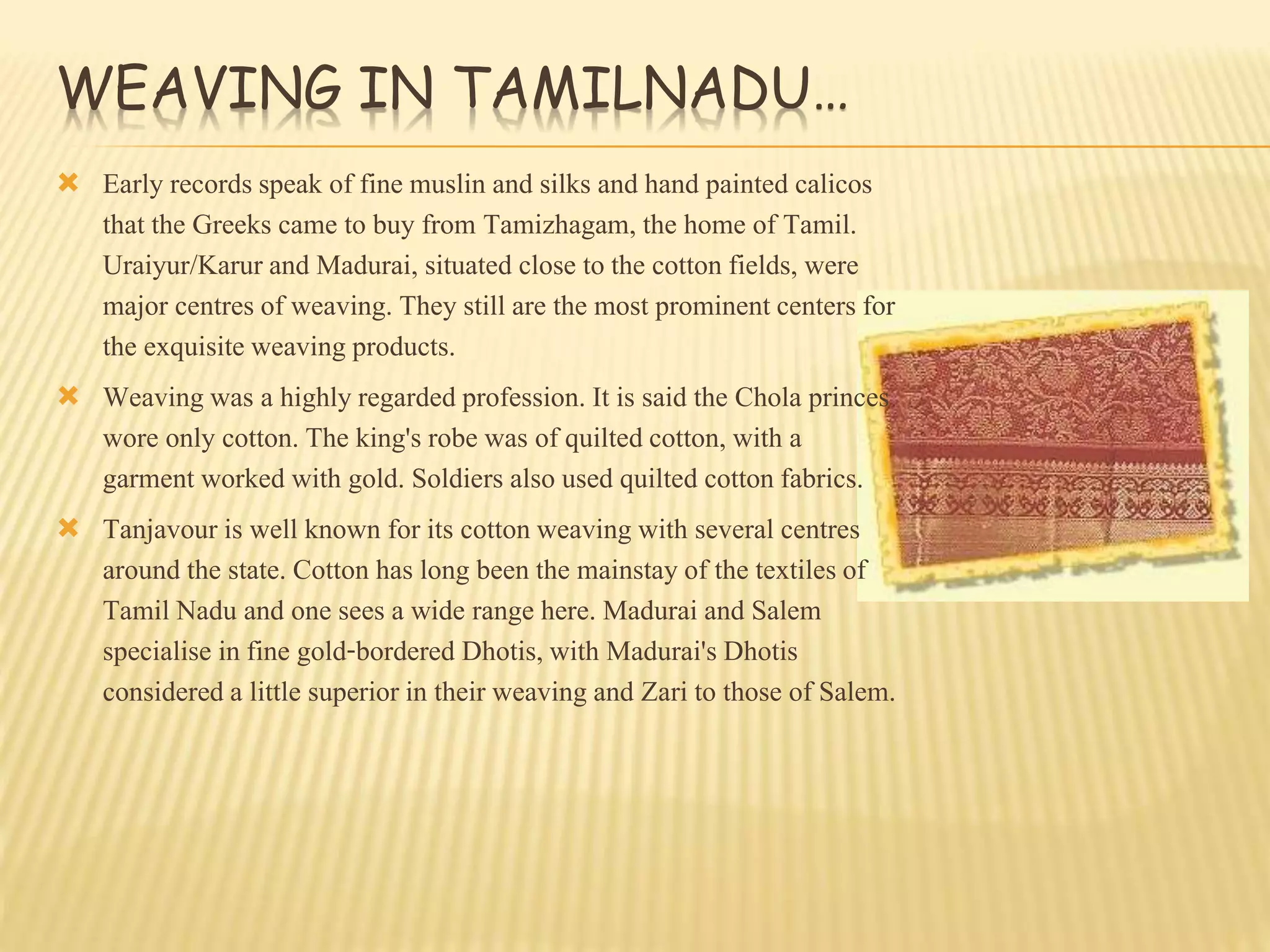 Costumes & textiles of Tamil Nadu | PPTX