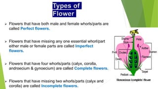Introduction to flower, it's parts and types of flowers. | PPTX