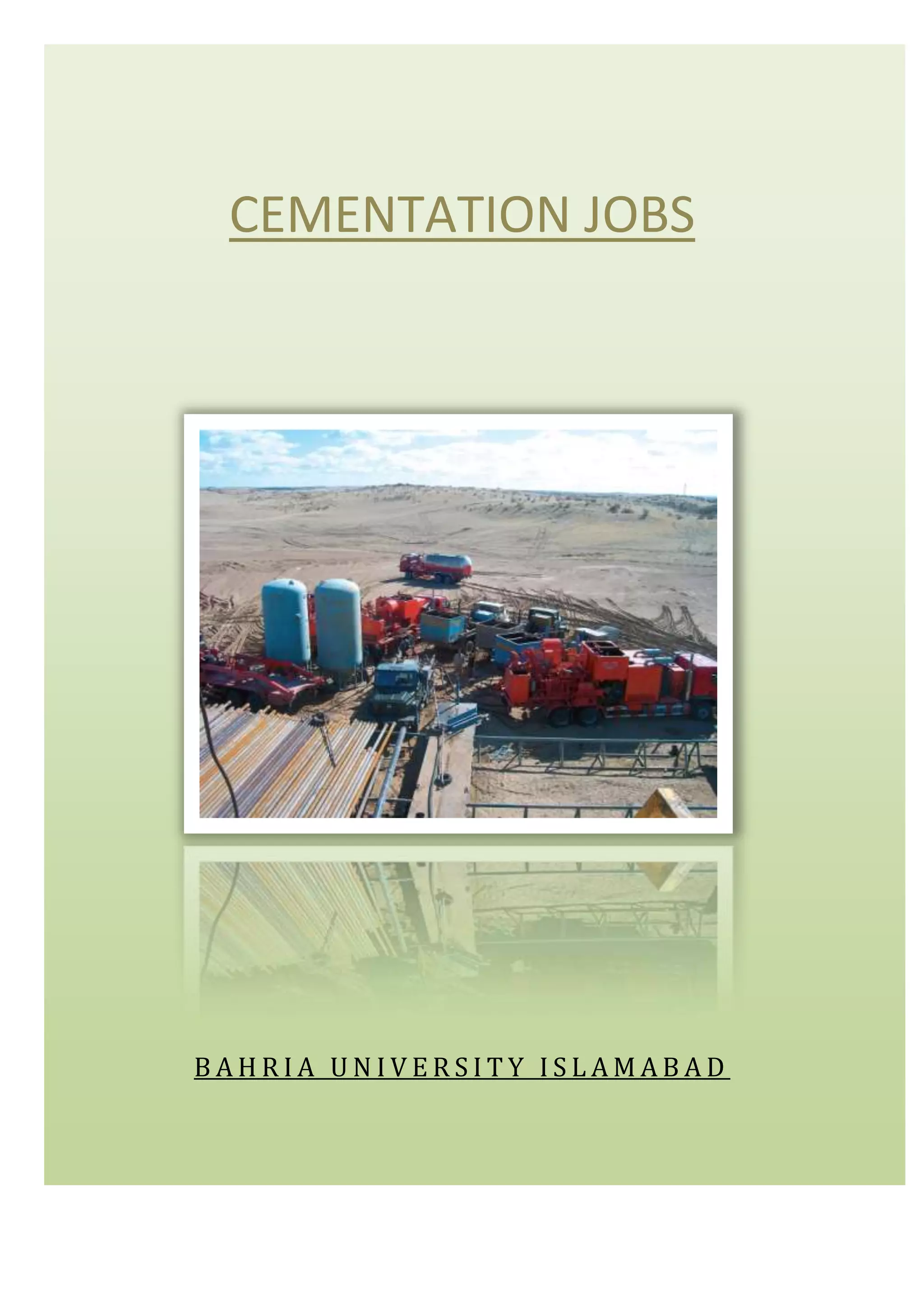 Assignment on cementation jobs | DOCX