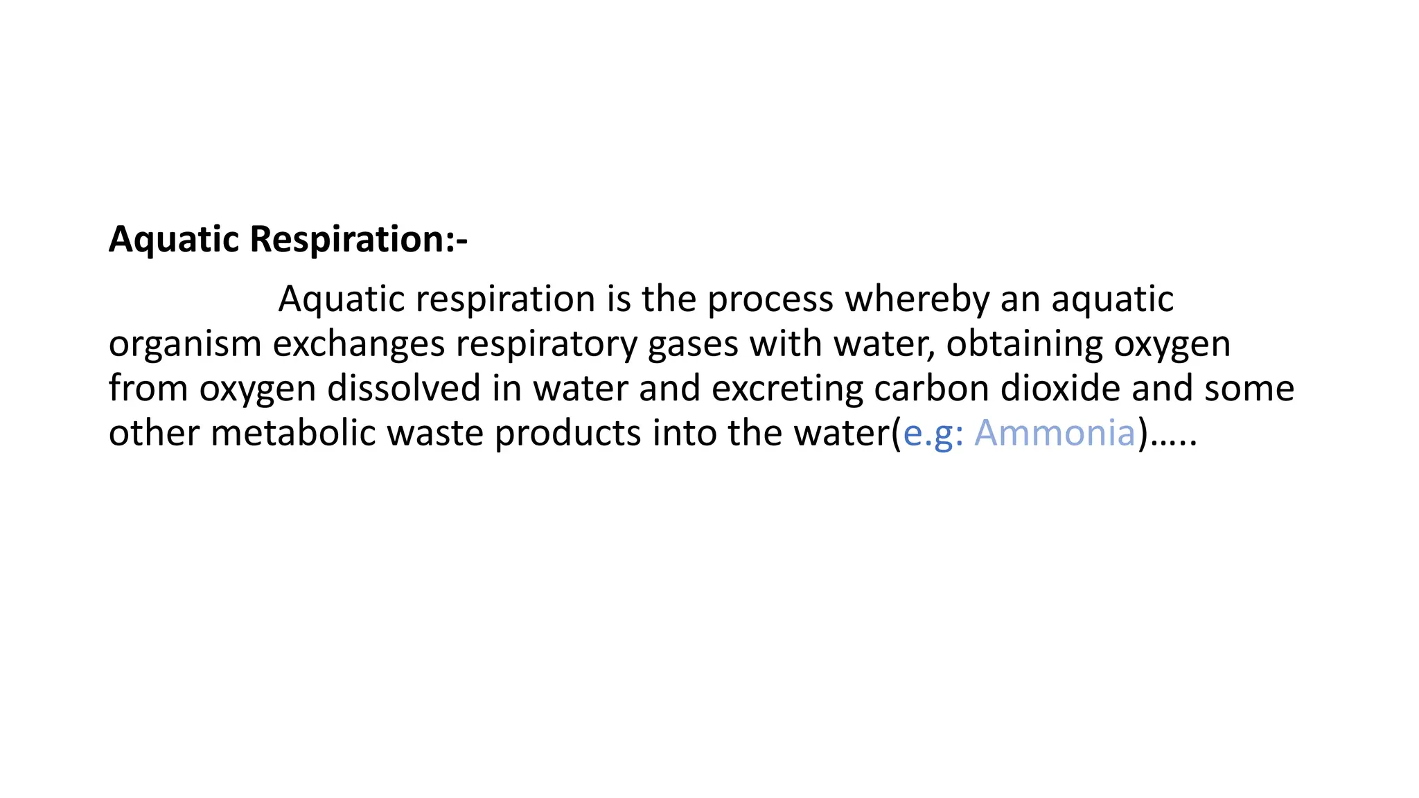 physiology Mechanism of gaseous exchange in aquatic respiratory ...