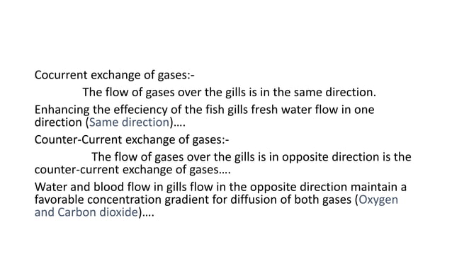 physiology Mechanism of gaseous exchange in aquatic respiratory ...