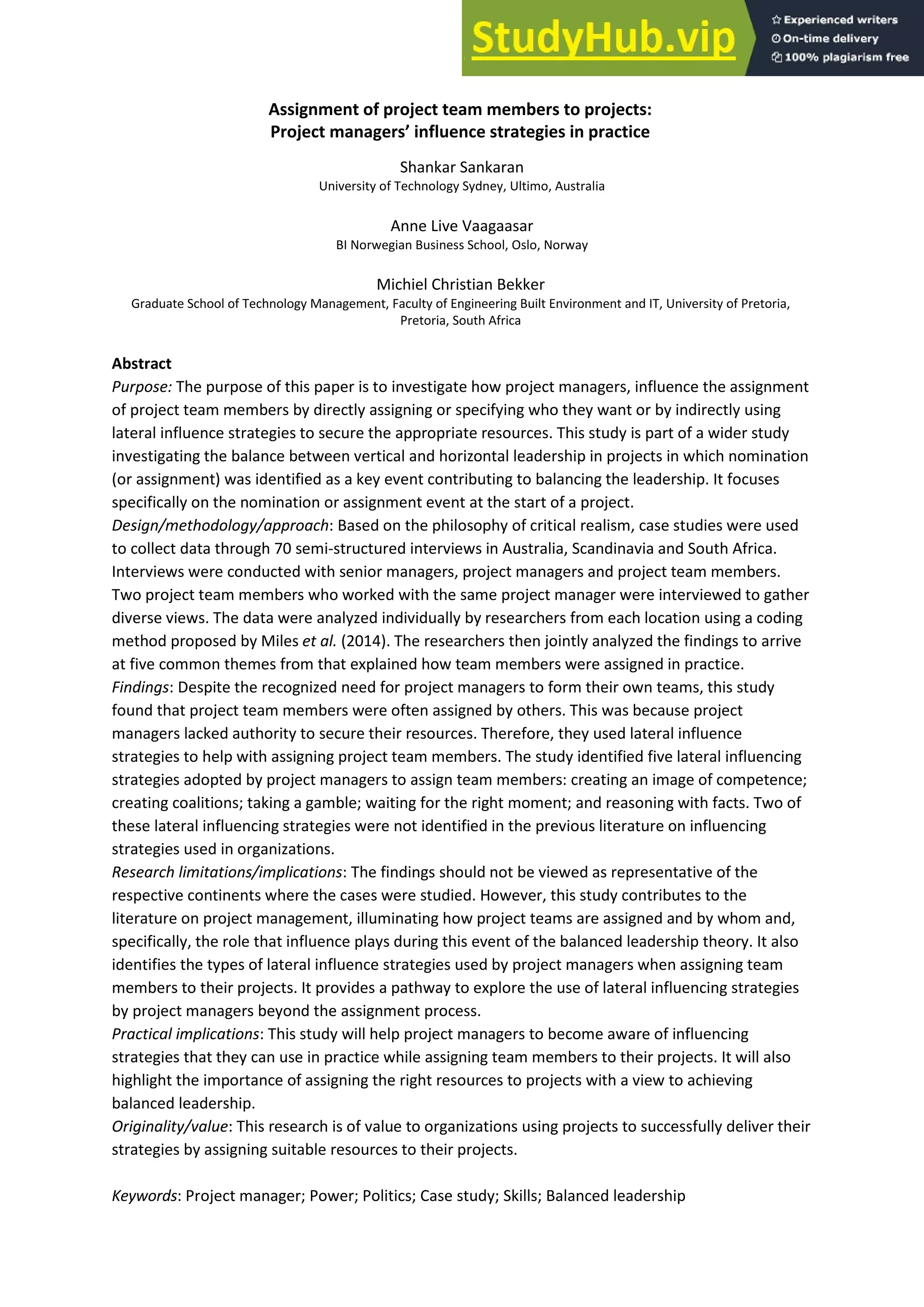 Assignment Of Project Team Members To Projects | PDF