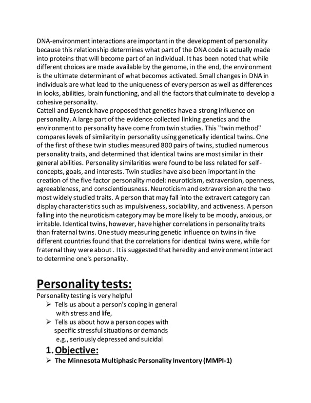 Assignment of Personality Psychology | DOCX | Science