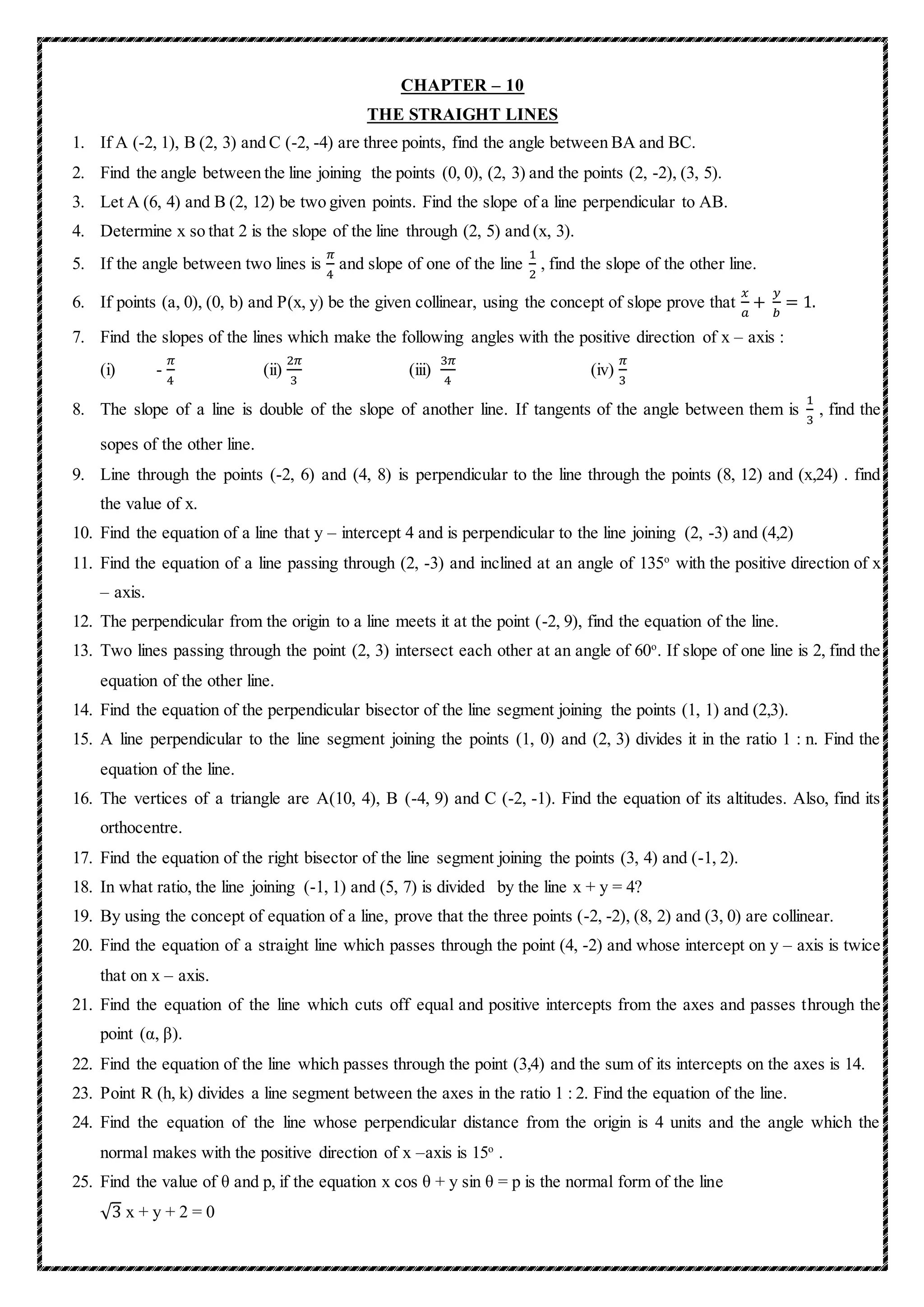 Assignment of straight lines and conic section | DOCX