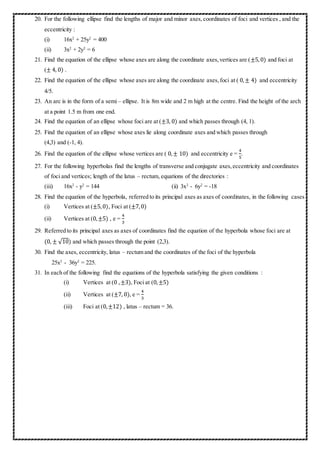 Assignment of straight lines and conic section | DOCX | Physics | Science