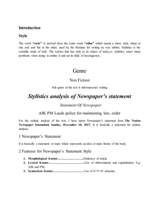 Assignment of stylistics | DOCX | Style & Fashion