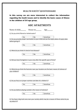 questionnaire a case study | PDF