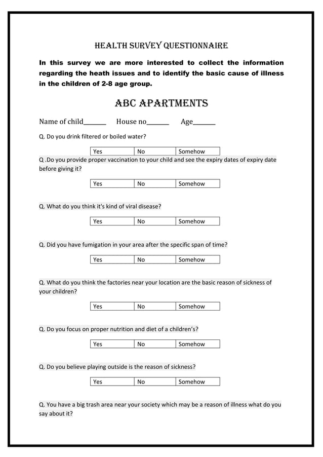 questionnaire a case study | PDF