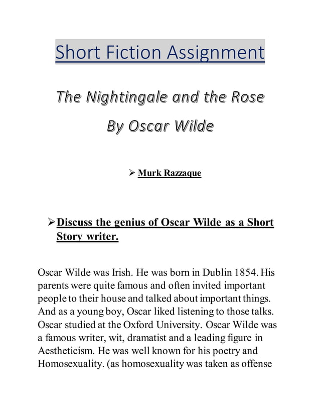 Oscar Wilde as writer and The Nightingale and the Rose text analysis | PDF