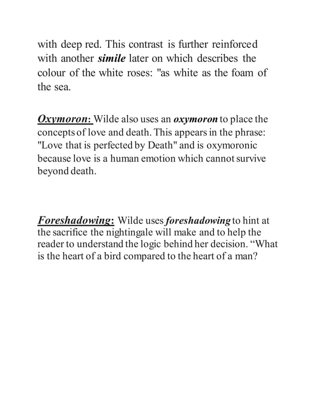 Oscar Wilde as writer and The Nightingale and the Rose text analysis | PDF
