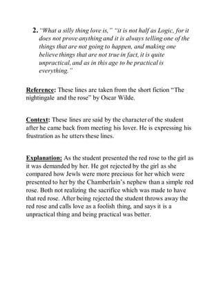 Oscar Wilde as writer and The Nightingale and the Rose text analysis | PDF