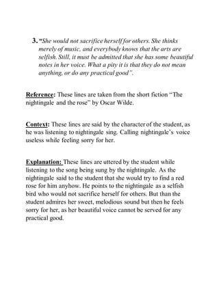 Oscar Wilde as writer and The Nightingale and the Rose text analysis | PDF