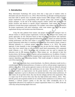 Assignment Of Trainees To Software Project Requirements A Stable Matching Based Approach | PDF