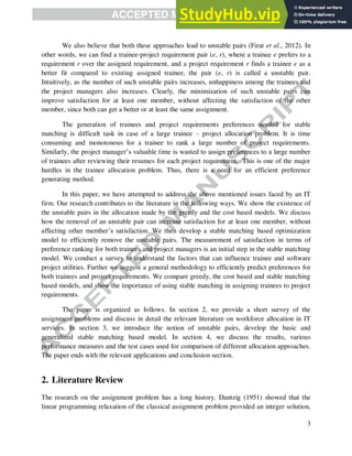 Assignment Of Trainees To Software Project Requirements A Stable Matching Based Approach | PDF