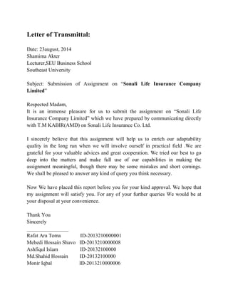Assignment on LIFE INSURENCE | DOCX