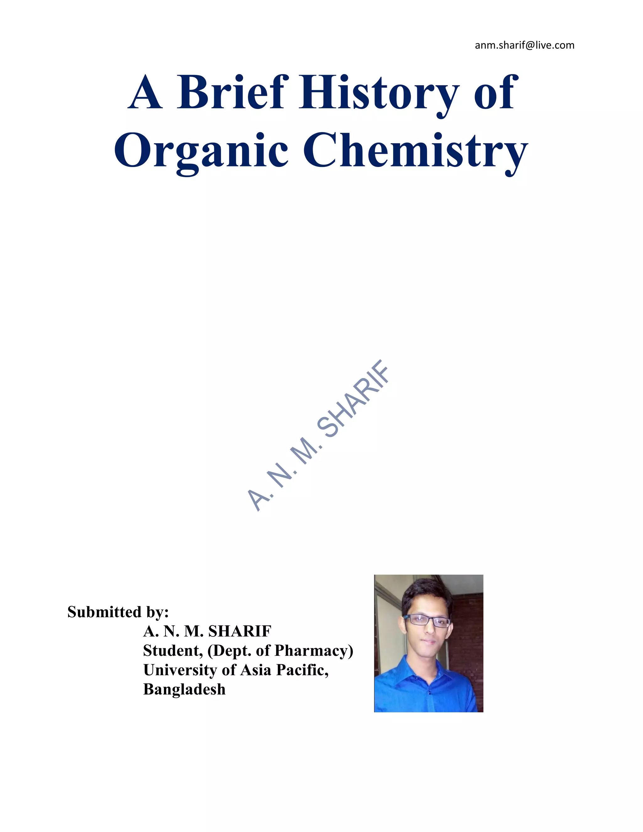History, Classification, Uses of organic chemistry | PDF