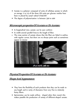 Assignment on acetate fiber | DOCX