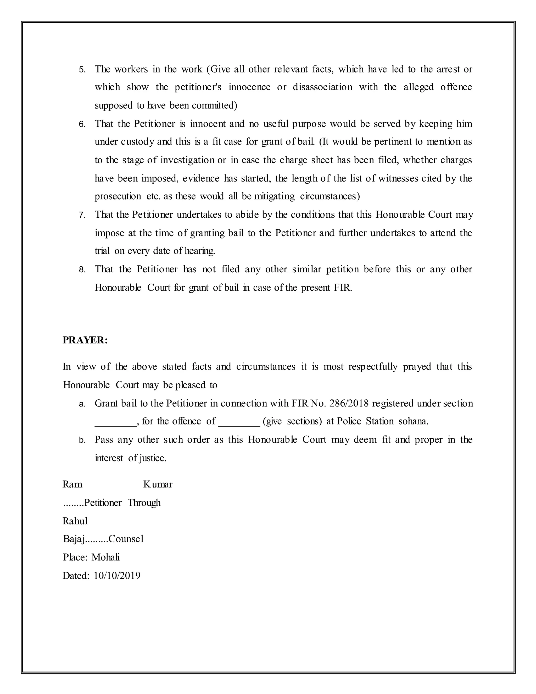 bail application | DOCX